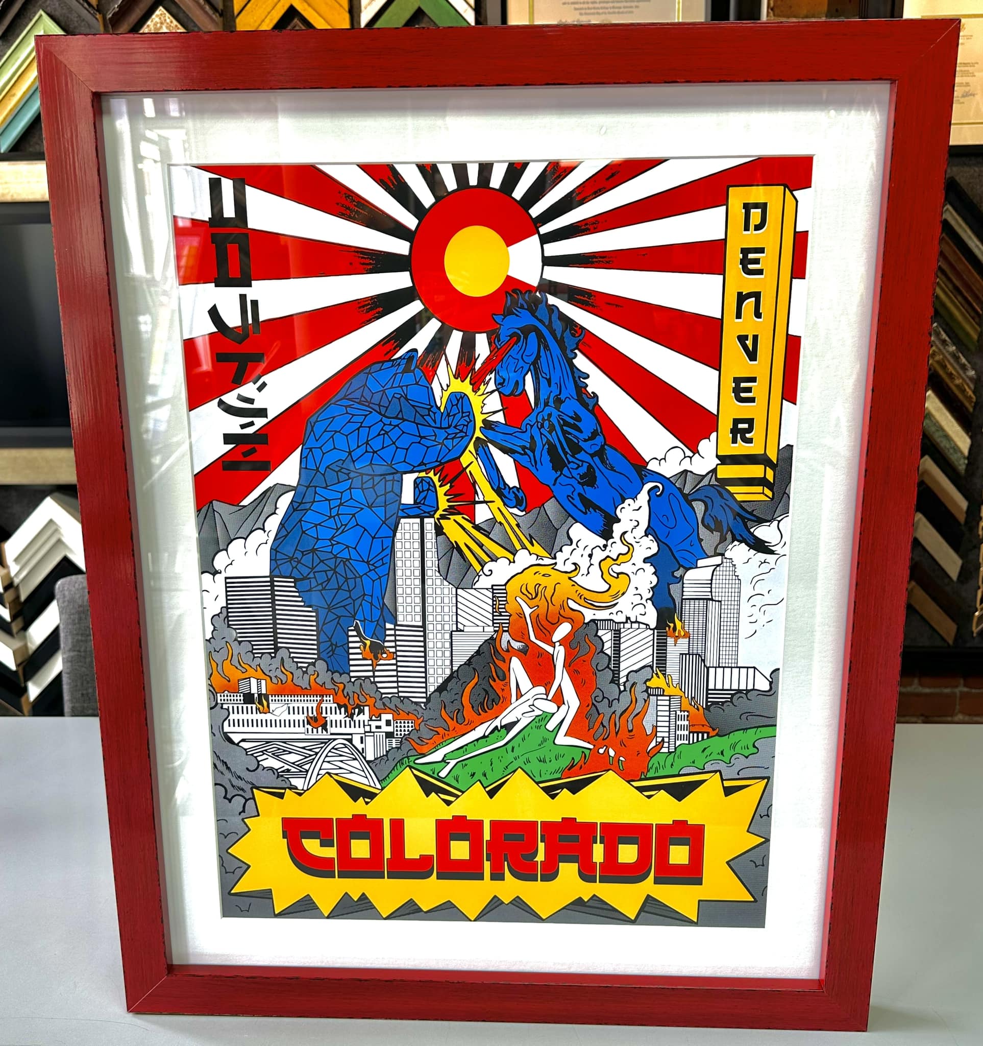 Blue Bear vs. Blucifer by Alex Taylor | Abstract – 5280 Custom Framing