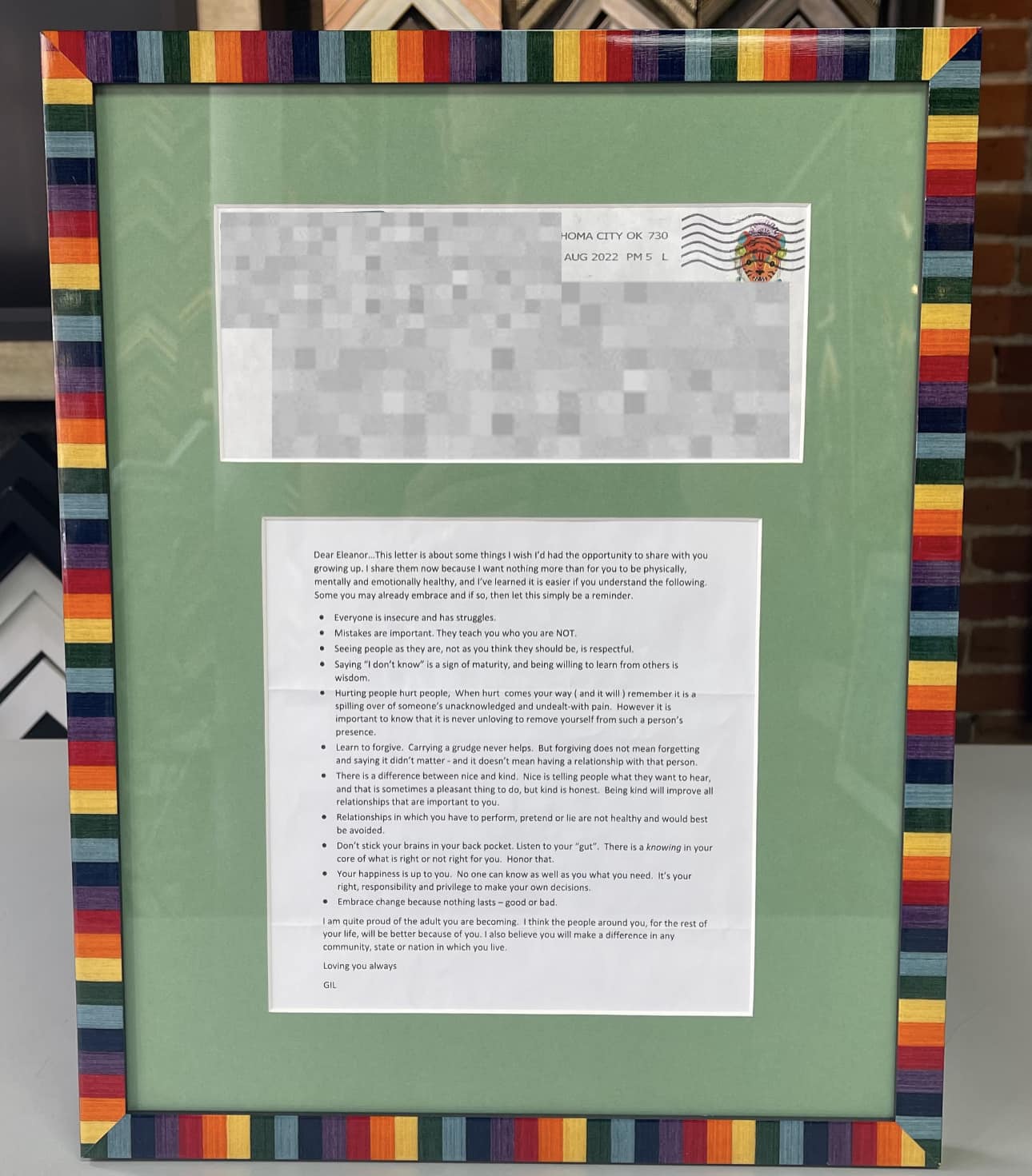 Custom Framed Letter & Envelope – 5280 Custom Framing